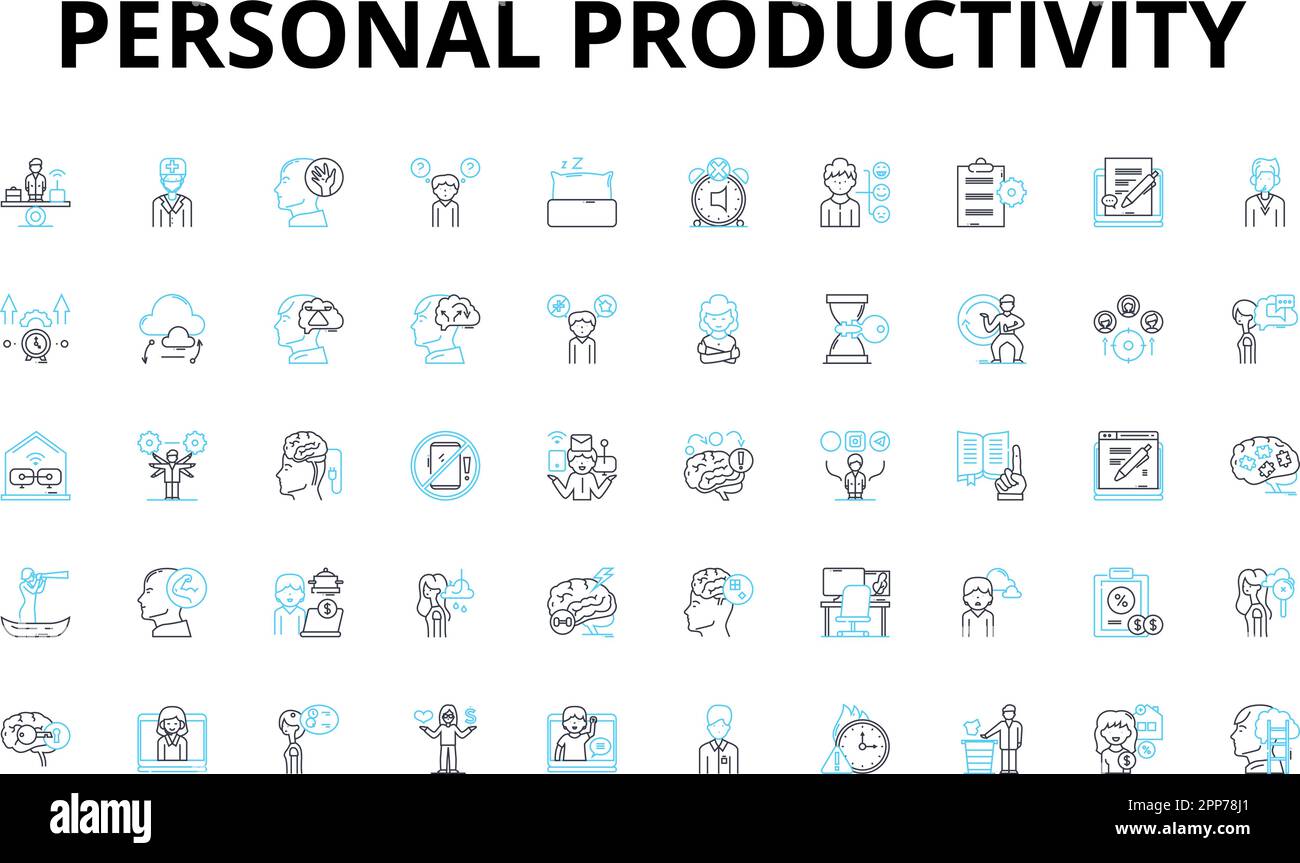 Lineare Symbole für die persönliche Produktivität. Fokus, Effizienz ...