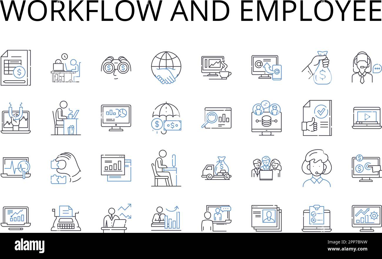 Symbolsammlung für Workflow und Mitarbeiterpositionen. Strategie und ...
