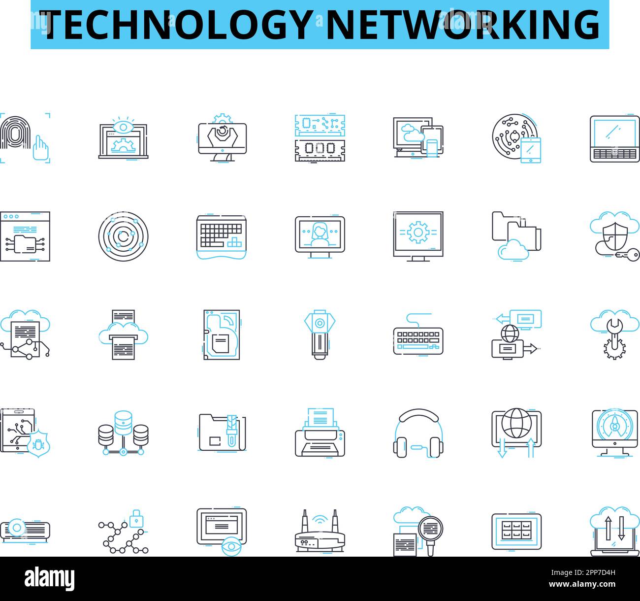Technologie Netzwerk Lineare Symbole gesetzt. Ethernet, Wlan, Router ...
