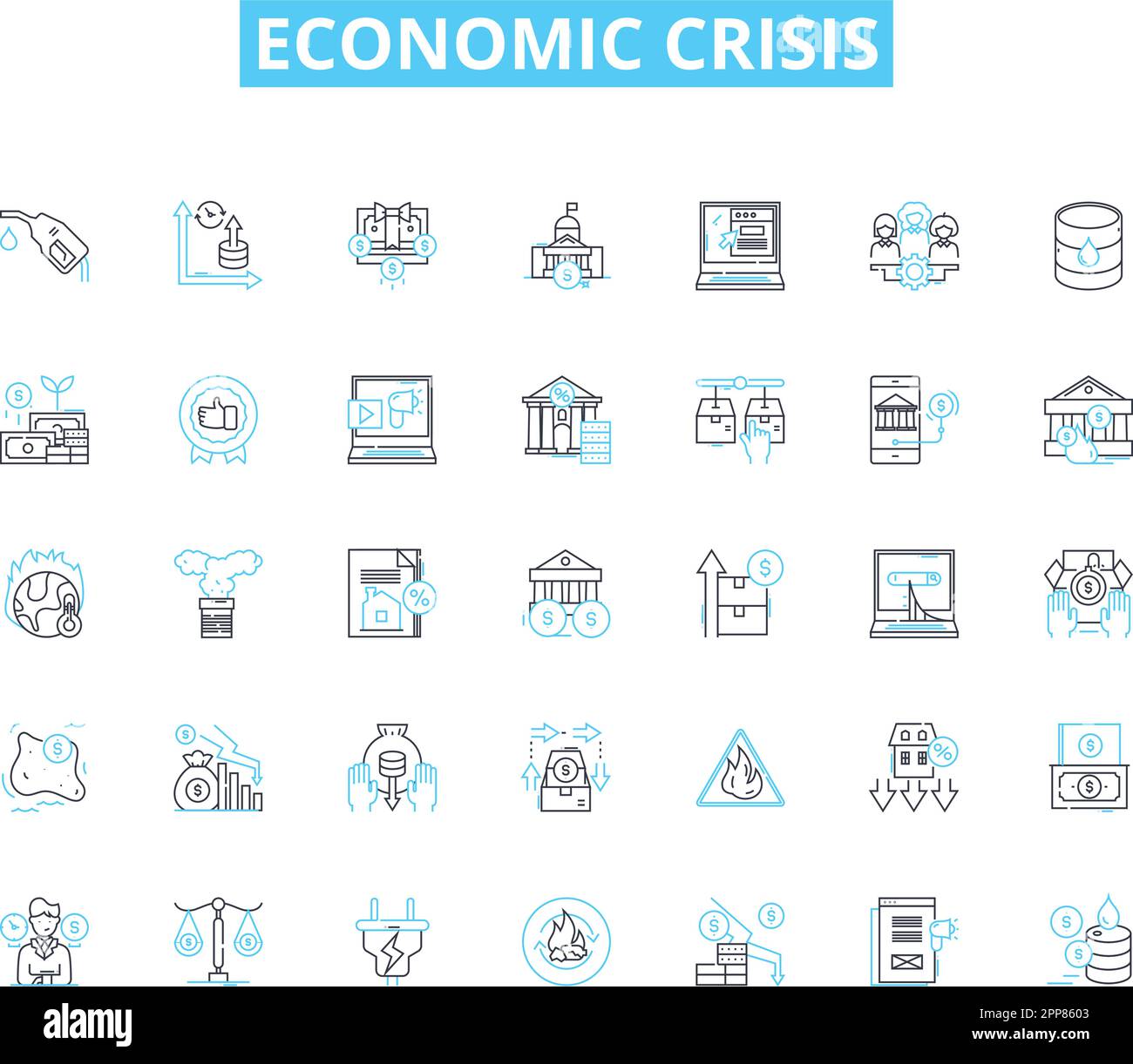 Die linearen Symbole der Wirtschaftskrise setzen sich. Rezession ...