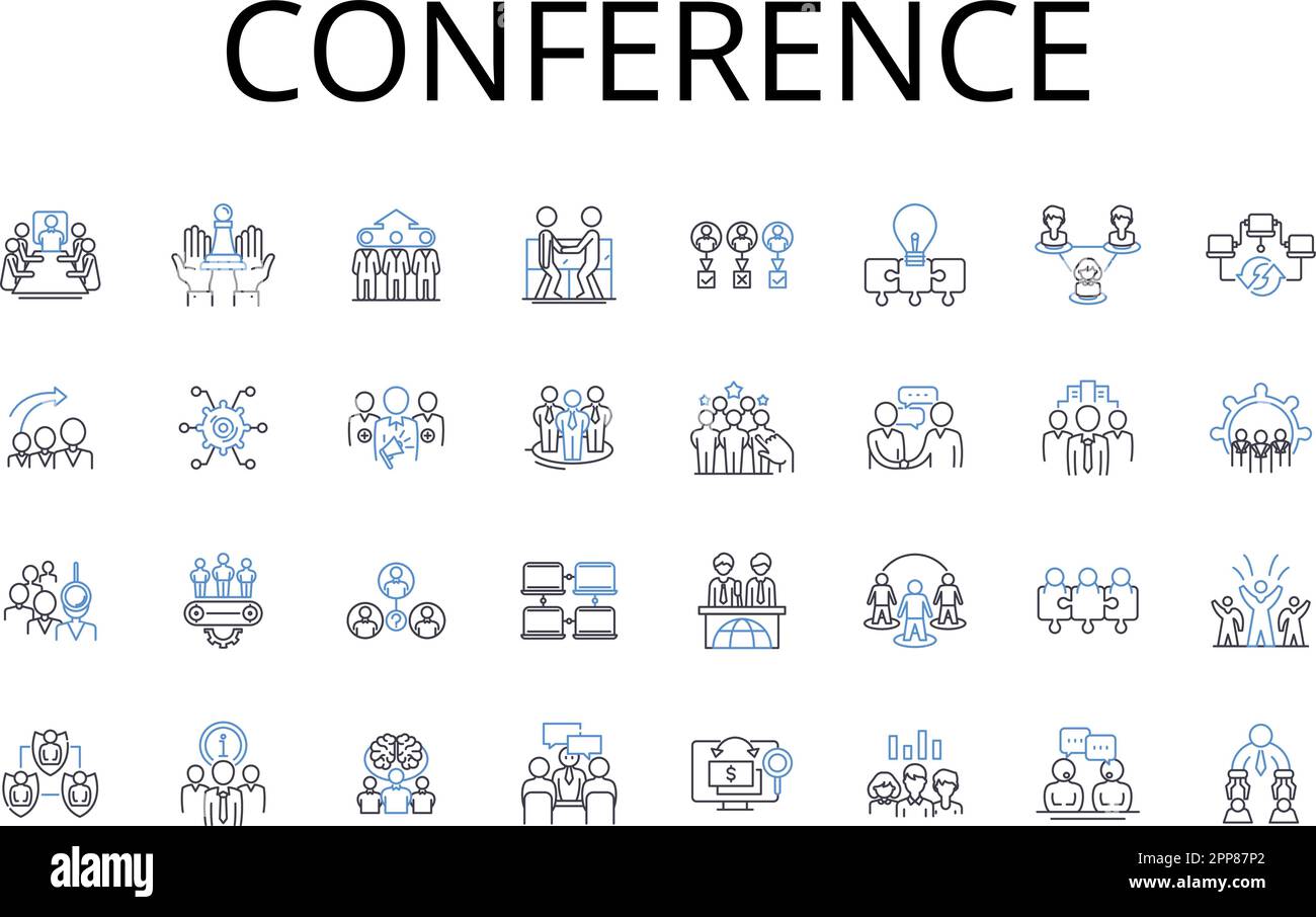 Symbolsammlung für Konferenzzeilen. Meeting, Assembly, Symposium ...