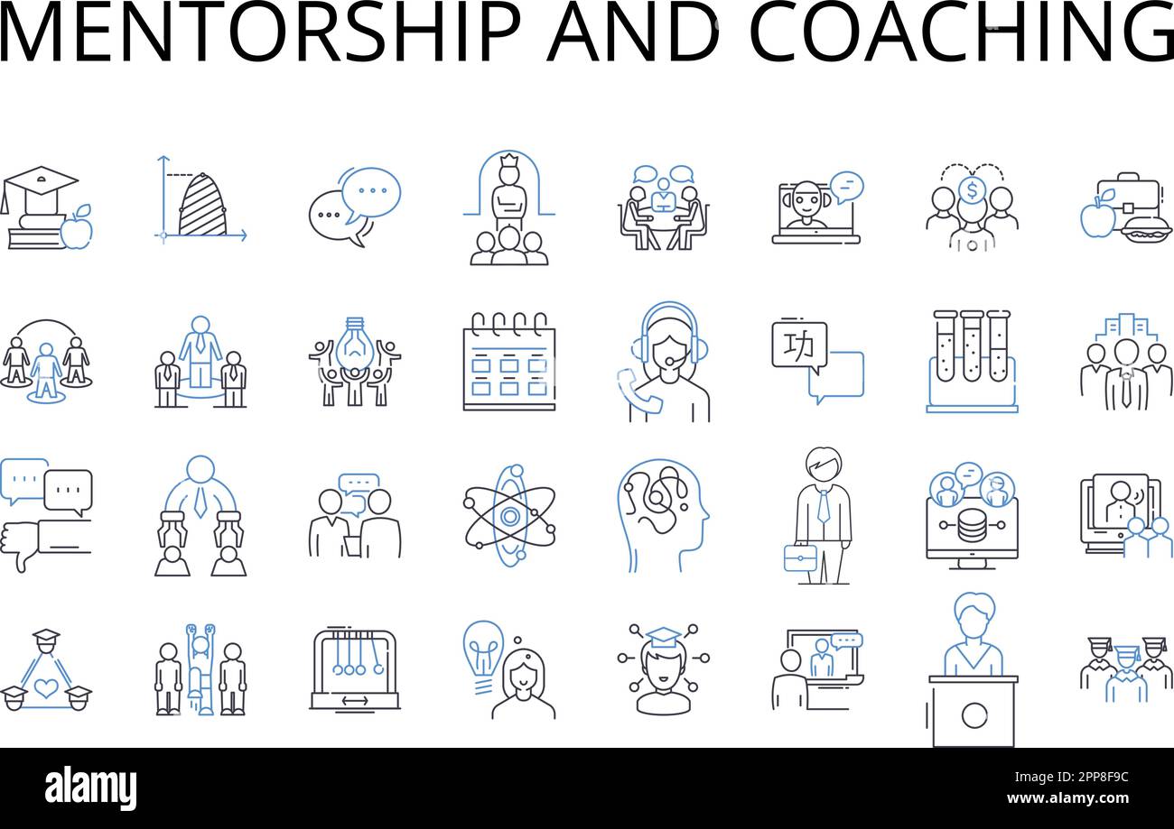 Sammlung von Symbolen für Mentoring- und Coaching-Linien. Anleitung und ...