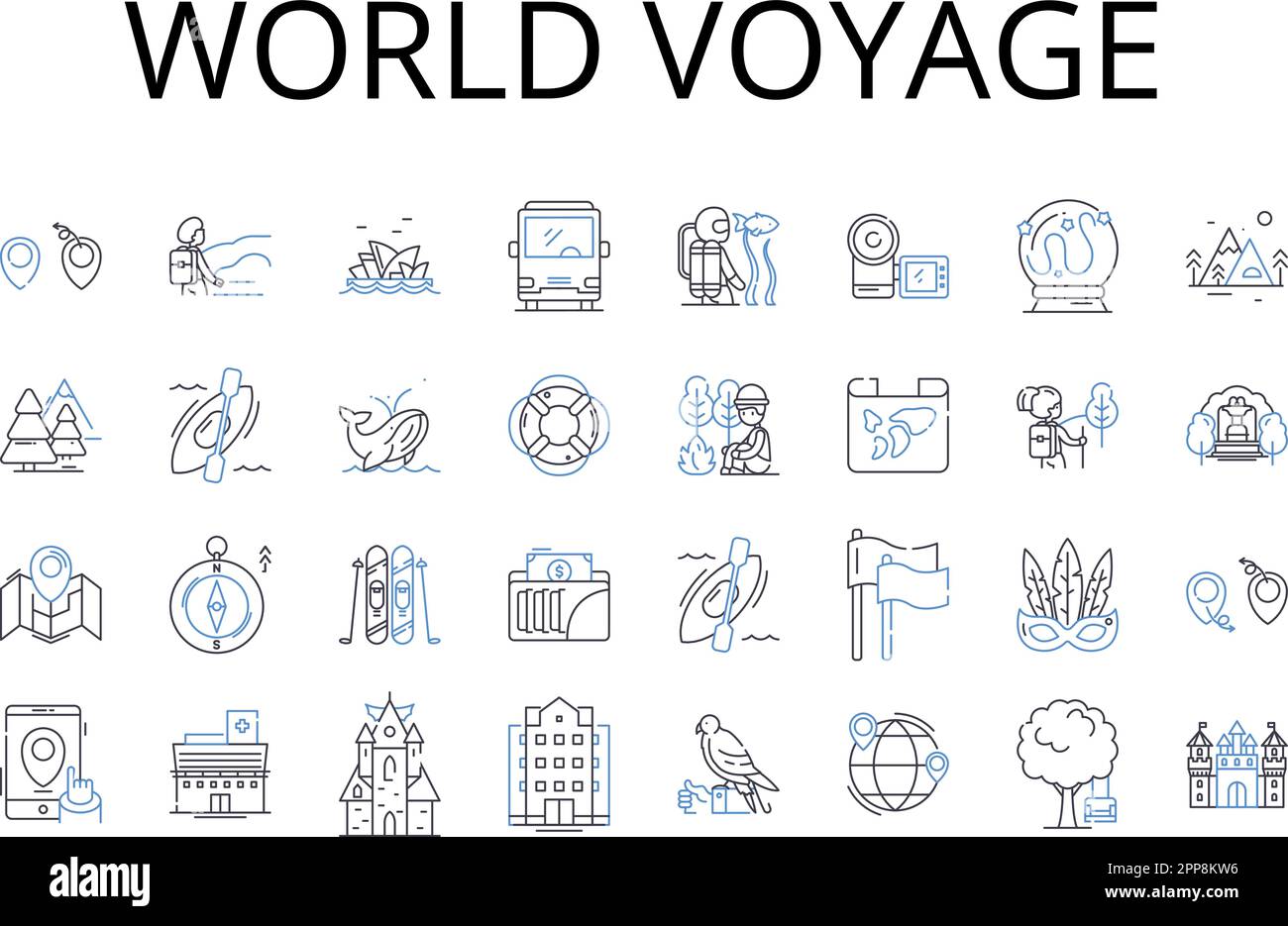 Icons-Kollektion der World Voyage Line. Global Journey, Universal ...