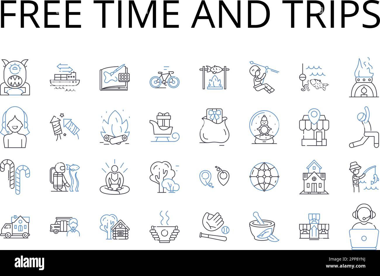 Sammlung von Symbolen für Freizeit und Touren. Freizeit, Urlaub ...