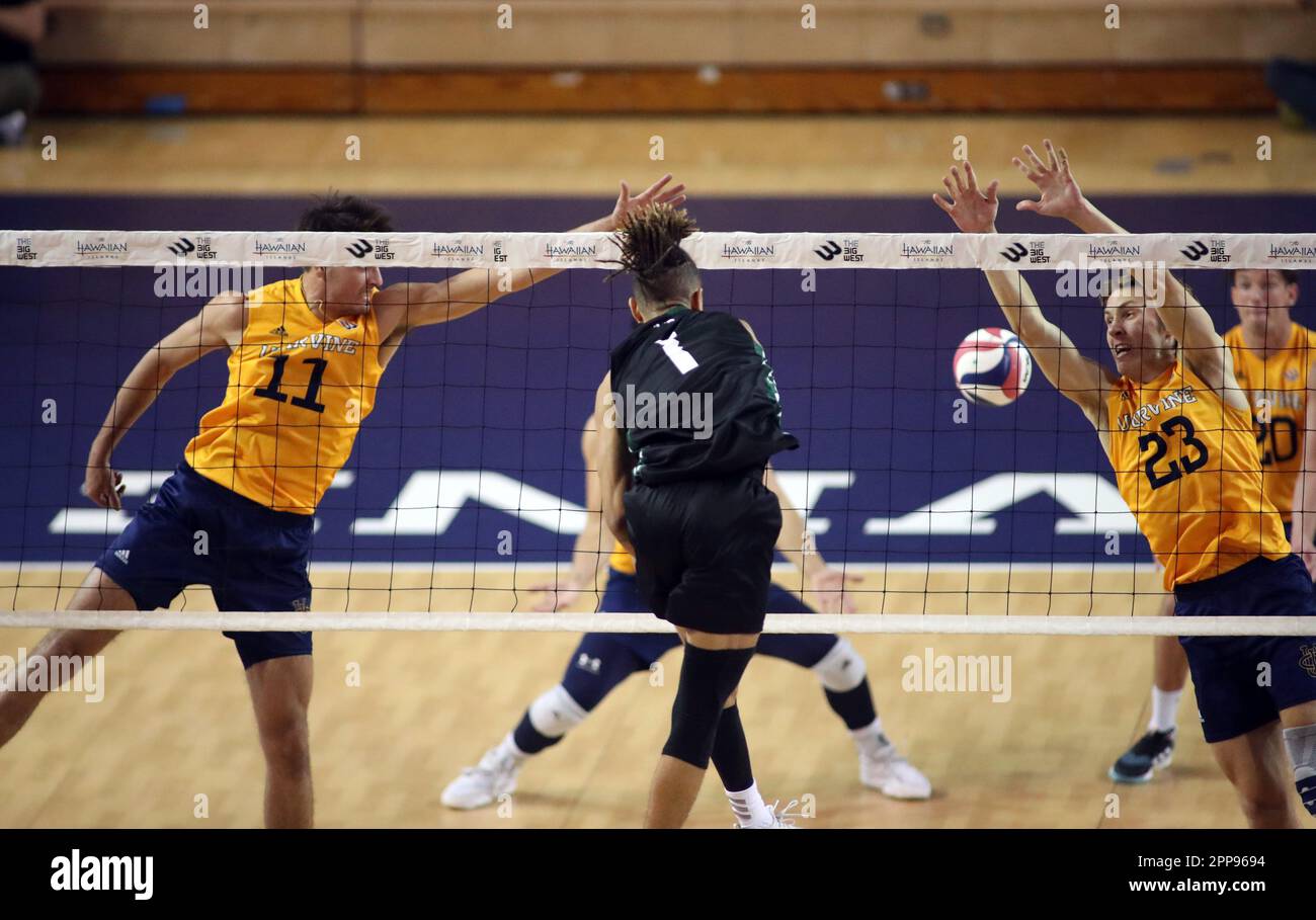 22. April 2023 - Hawaii Rainbow Warriors Chaz Galloway #1 teilt das ...