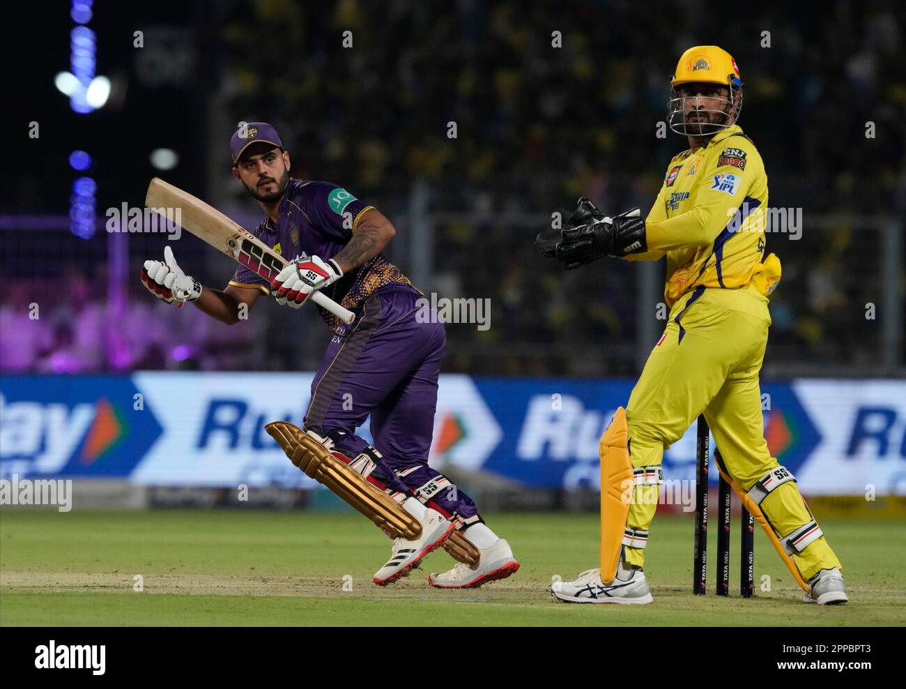 Kolkata Knight Riders's Nitish Rana bats during the Indian Premier ...
