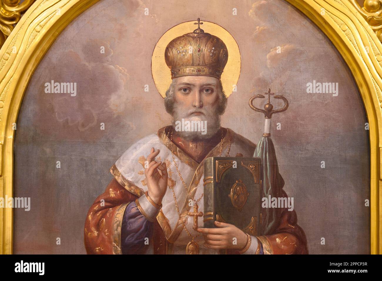 Ein Symbol des Heiligen Nikolaus von Myra (auch bekannt als Nicholas ...