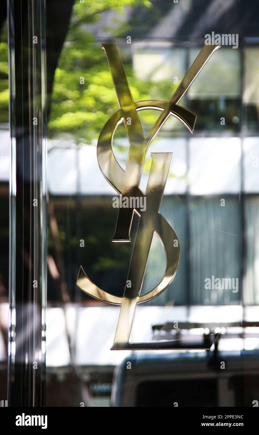 The logo of Yves Saint Laurent (YSL) is seen in Shibuya Ward, Tokyo on ...