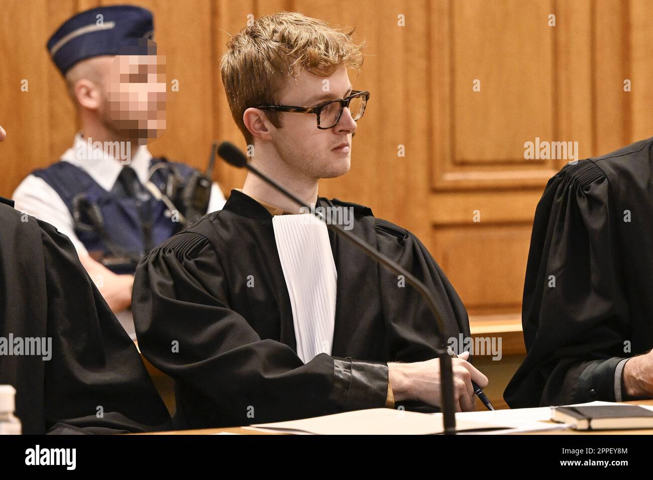 Leuven, Belgien. 24. April 2023. Rechtsanwalt Robbe Verschoren, Foto am ...