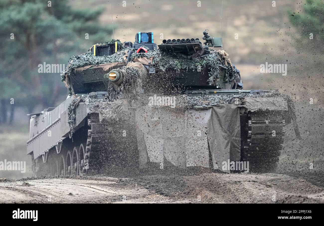 FILE -- A Leopard 2 tank is seen in action during a visit of German ...