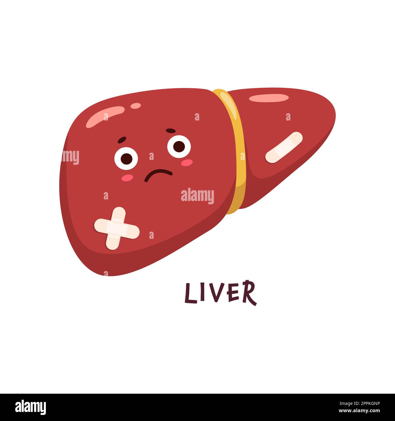 Leberkrankheit, Körperorgancharakter verletzt oder ungesund, Cartoon ...