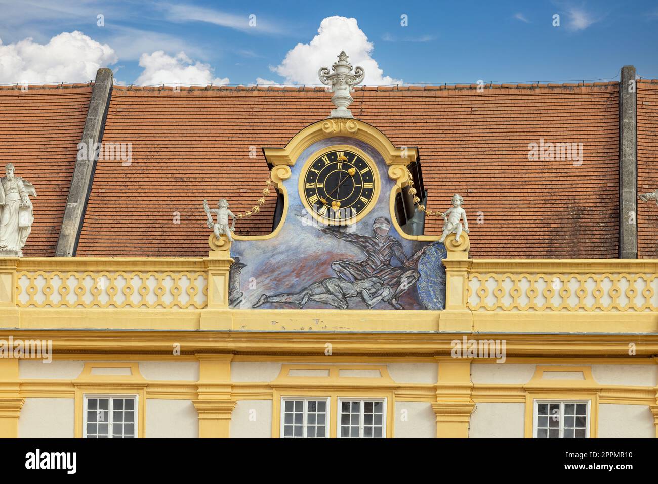 Melk, Österreich - 24. Februar 2023: Abtei Melk auf einem Hügel über ...