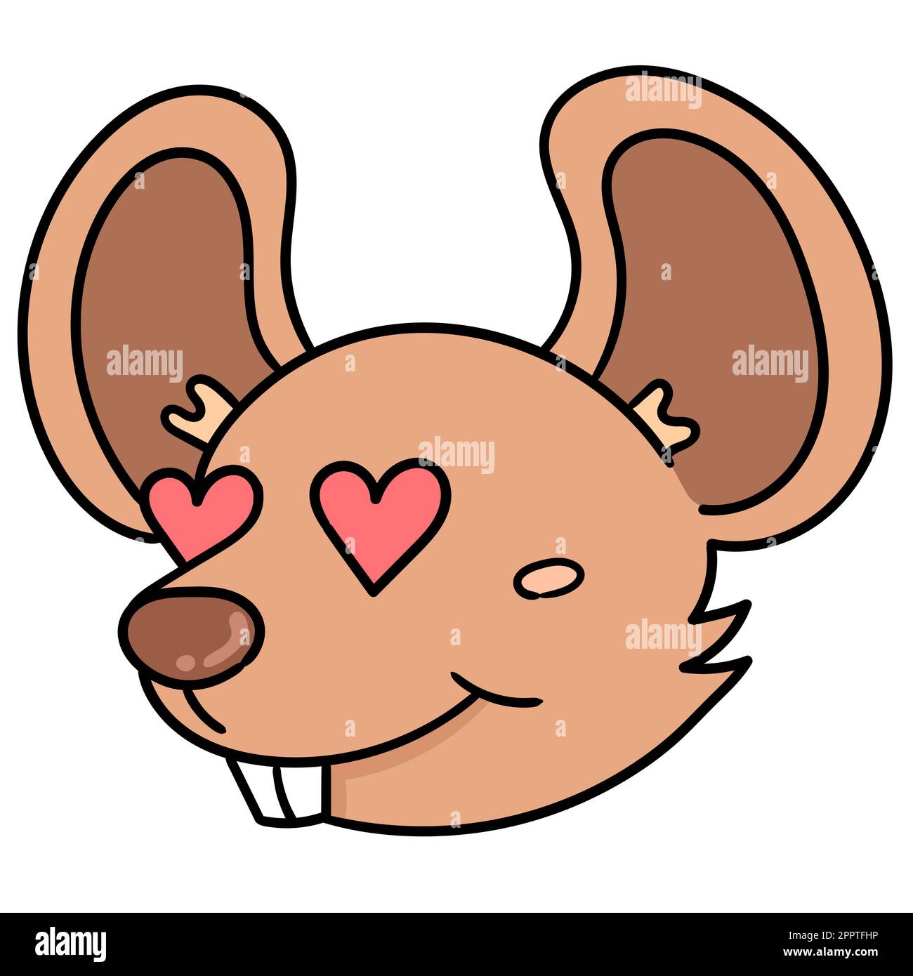 Mauskopf-Emoticon mit dem Ausdruck der Verliebtheit. Bild des doodle ...