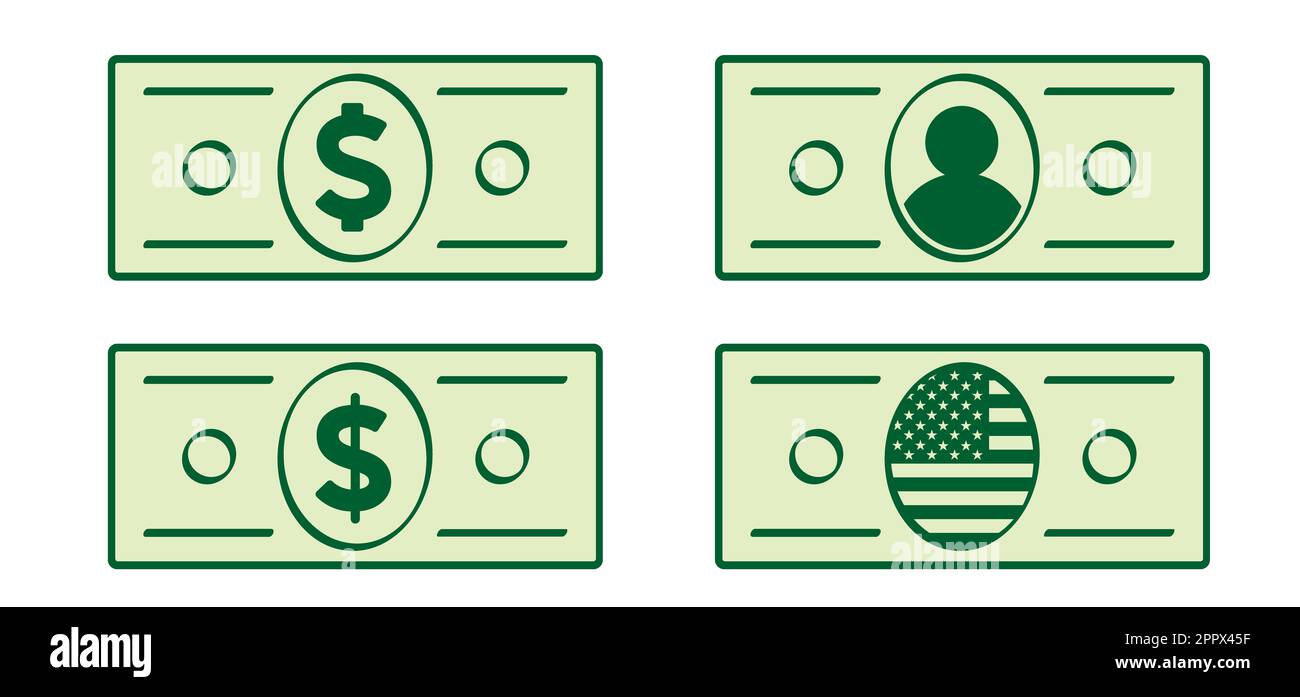 Cartoon Bundle usa Papiergeld Symbol oder Logo. Vektordollar ...