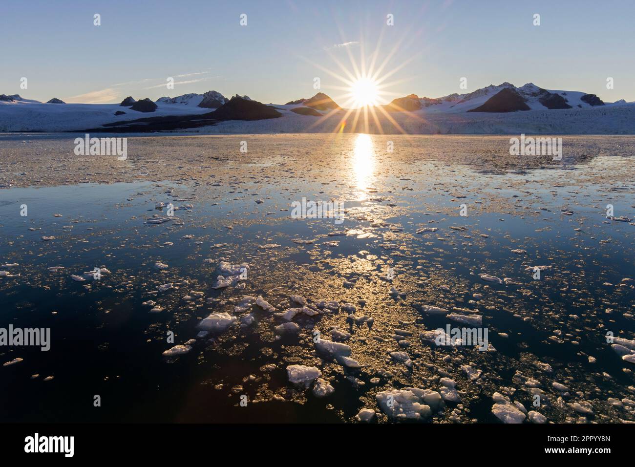 Der Gletscher Lilliehöökbreen zieht sich im Sommer in den Lilliehöök ...