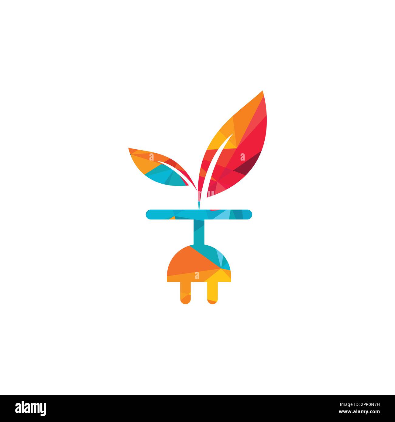 Konzept des Logos für Strom aus grüner Energie. Steckersymbol mit ...