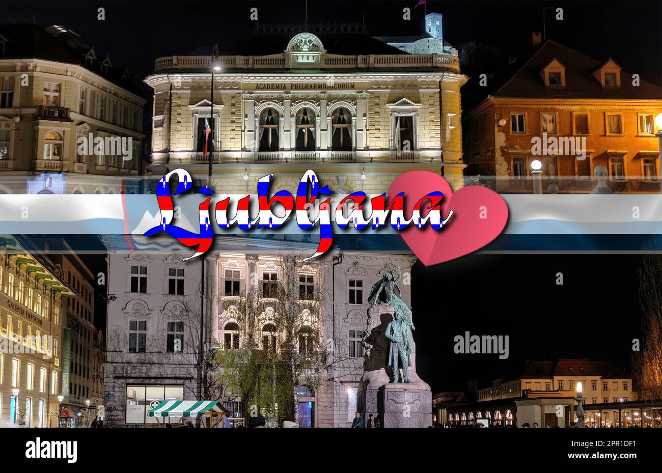 Postkarten aus Ljubljana (am Abend) - Ljubljana Hauptstadt von ...