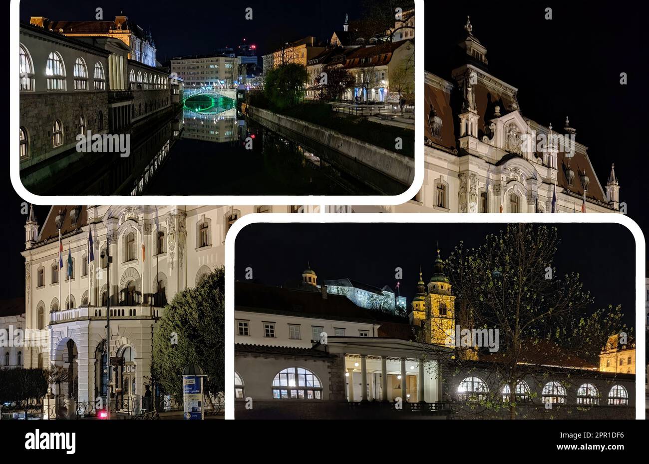 Postkarten aus Ljubljana (am Abend) - Ljubljana Hauptstadt von ...