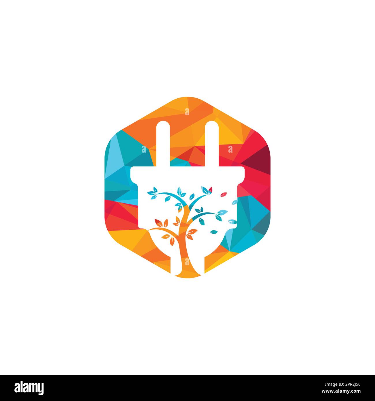 Konzept des Logos für Strom aus grüner Energie. Steckersymbol mit Baum ...