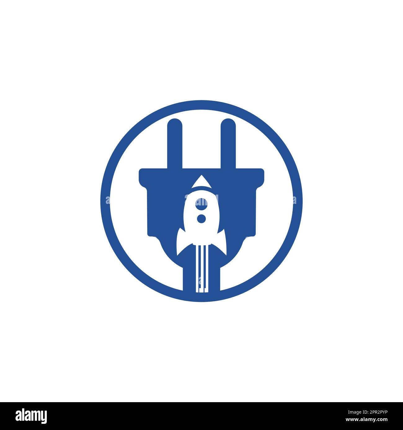 Elektrischer Stecker und Raketenvektor-Logo. Schnell ladende Logo ...
