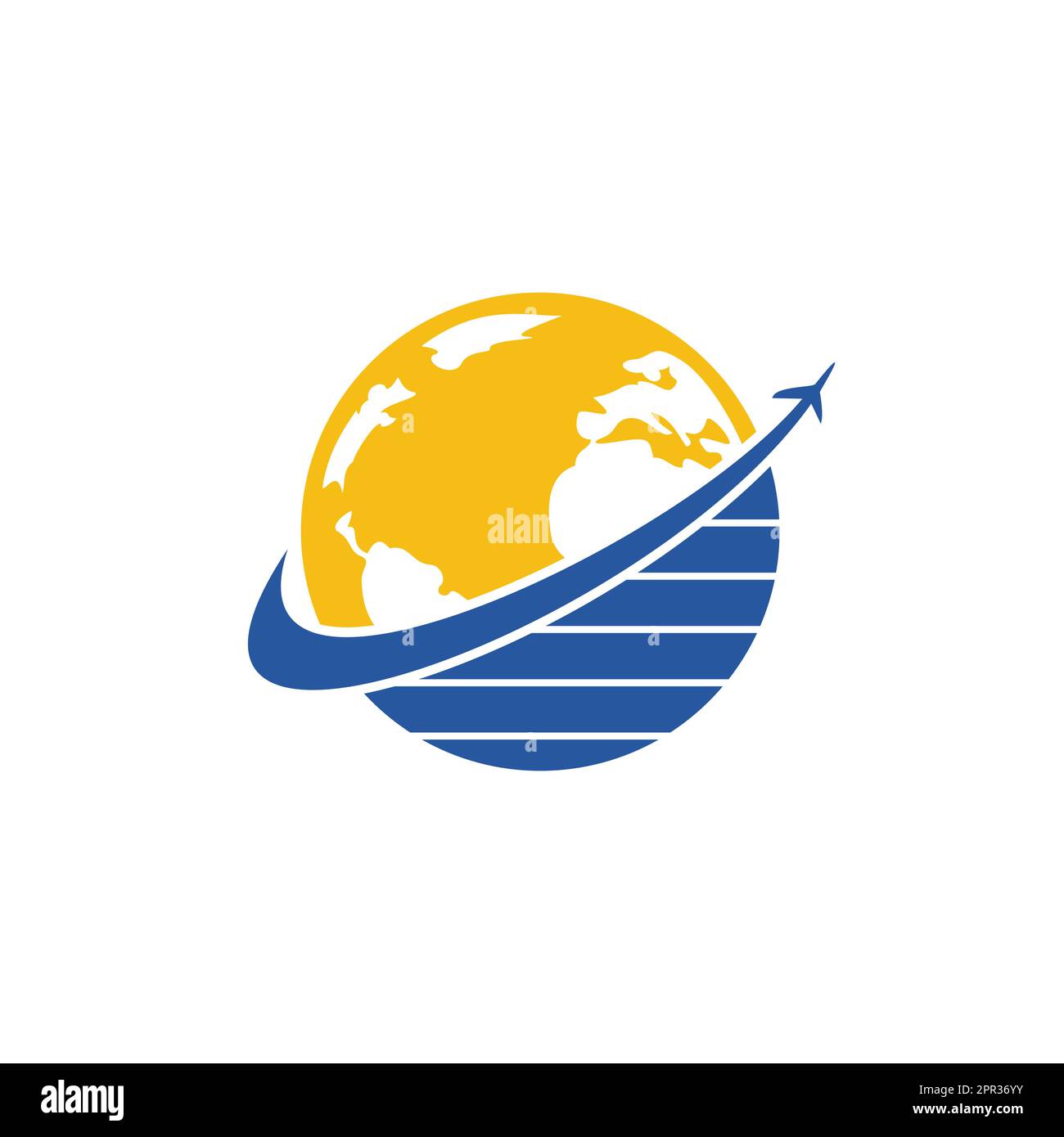 Design-Vorlage für das Travel World Vector-Logo. Flugzeug und ...