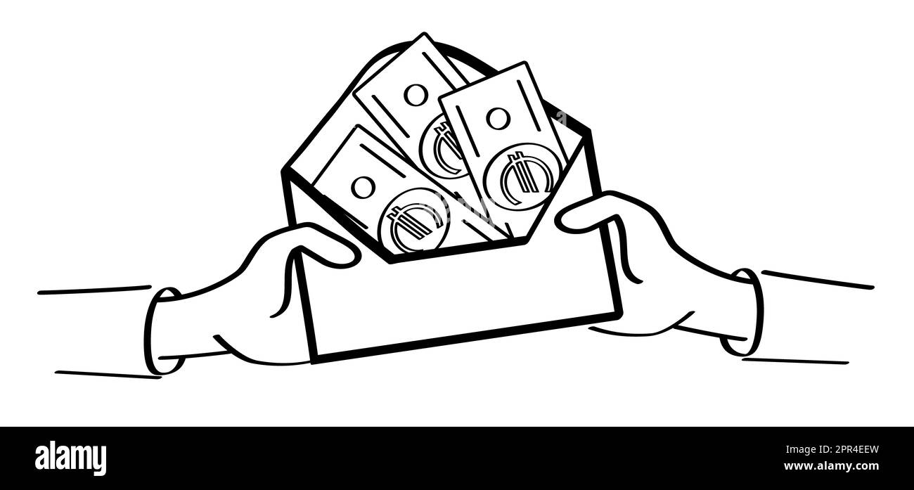 Cartoon-Bündel Euro-Papier Geldsymbol oder Logo. Vector-Geldscheine ...