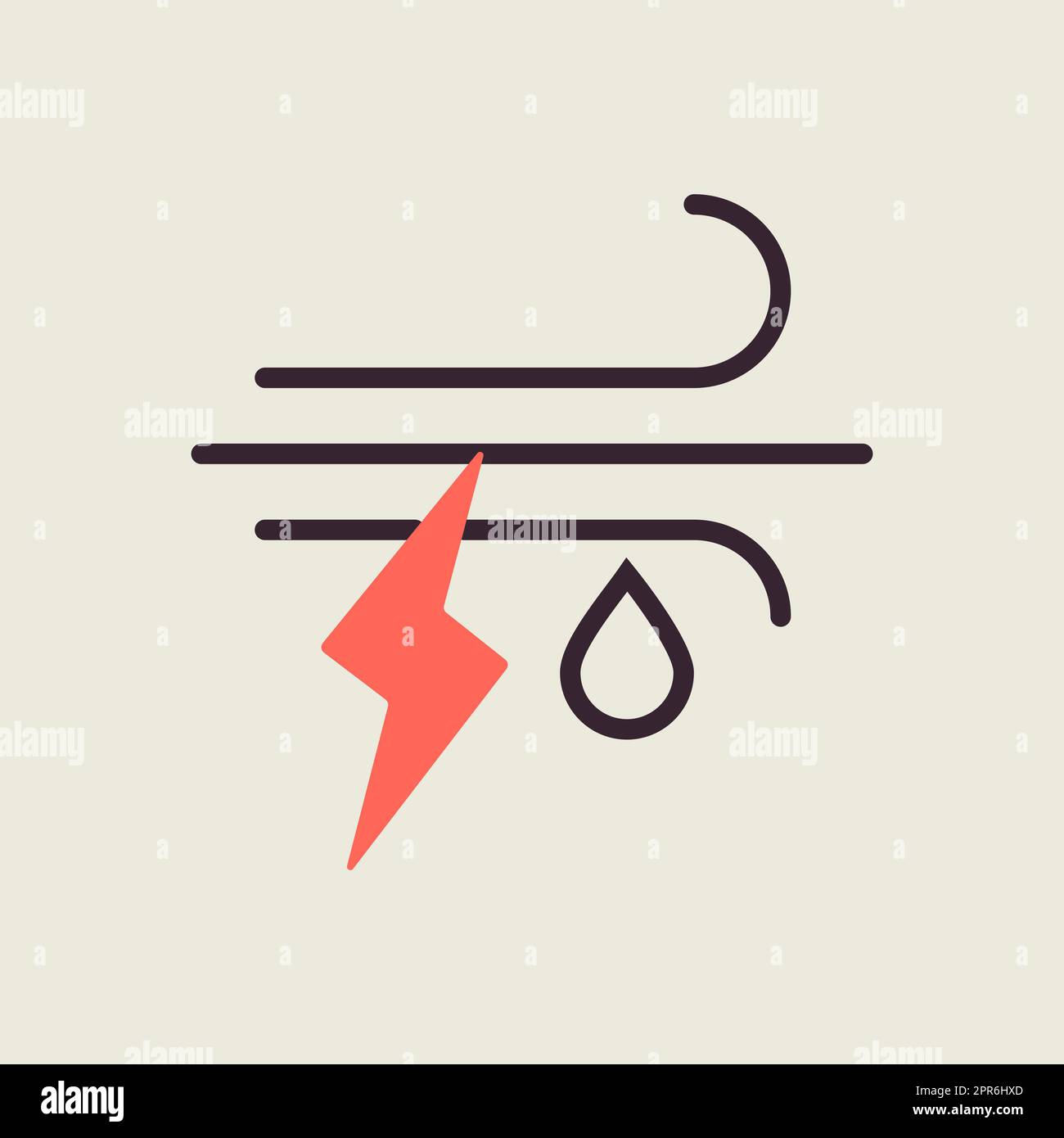 Vektorsymbol „Wind Regen Blitz“. Meteorologie Zeichen. Graph Symbol für ...