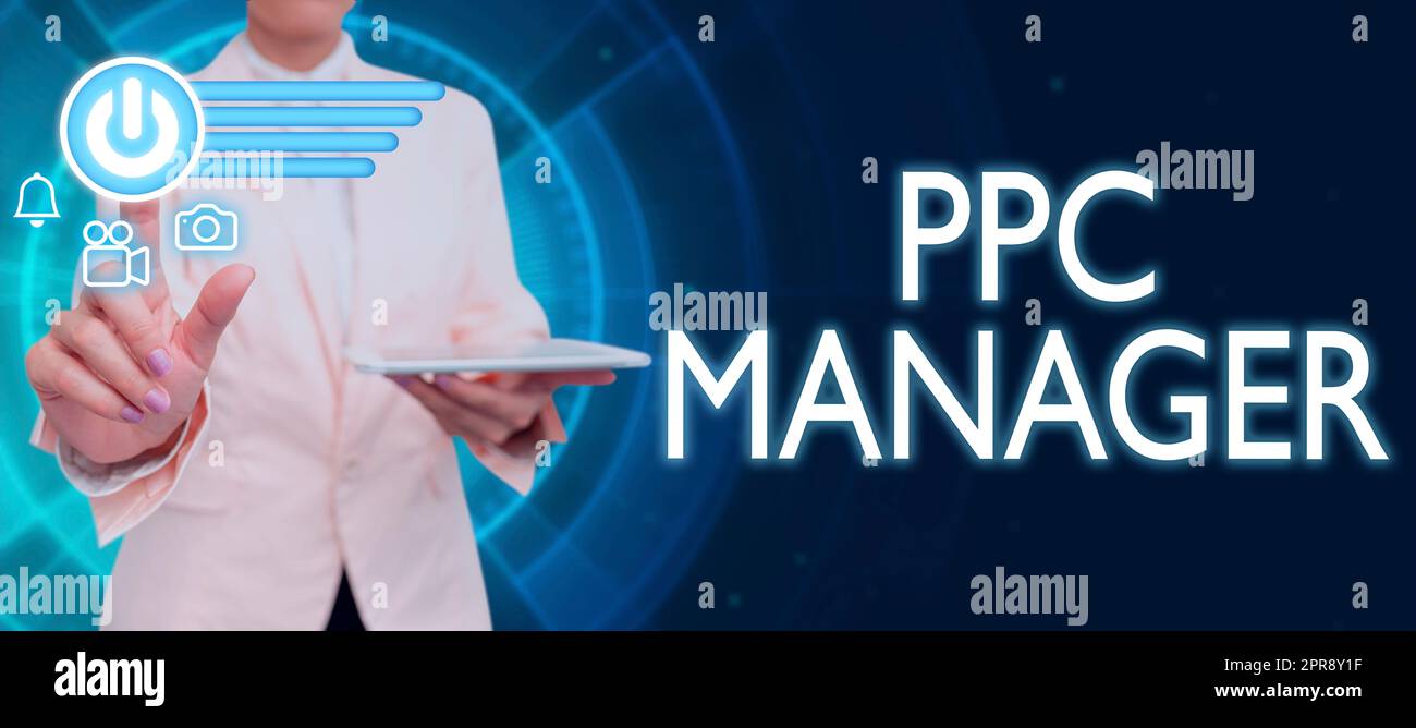 Handschriftentext PPC Manager, Internet-Konzept, das Werbetreibende zahlen Gebühr jedes Mal ...