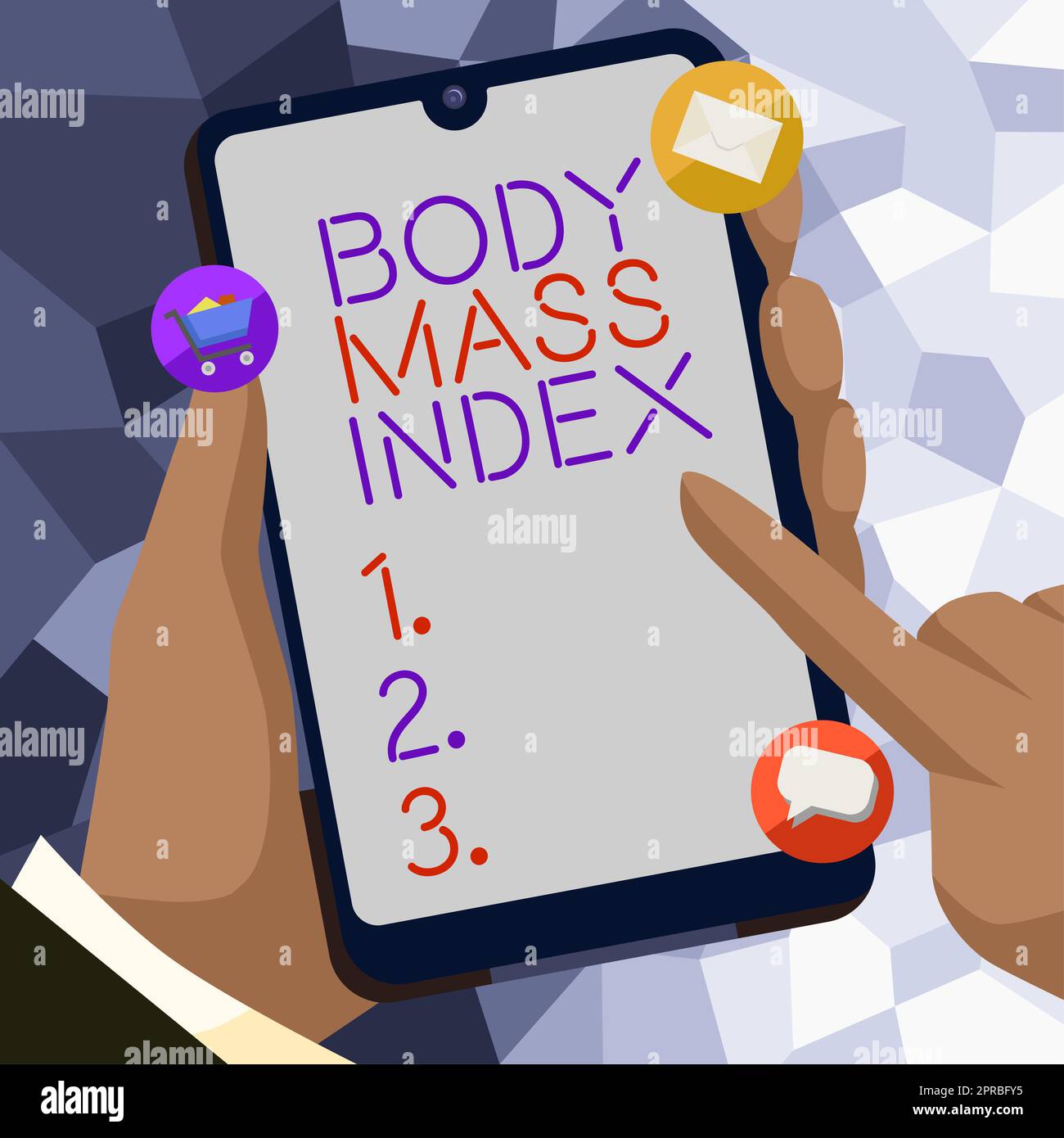 Konzeptionelle Anzeige des Body-Mass-Index. Wort geschrieben auf Wert ...