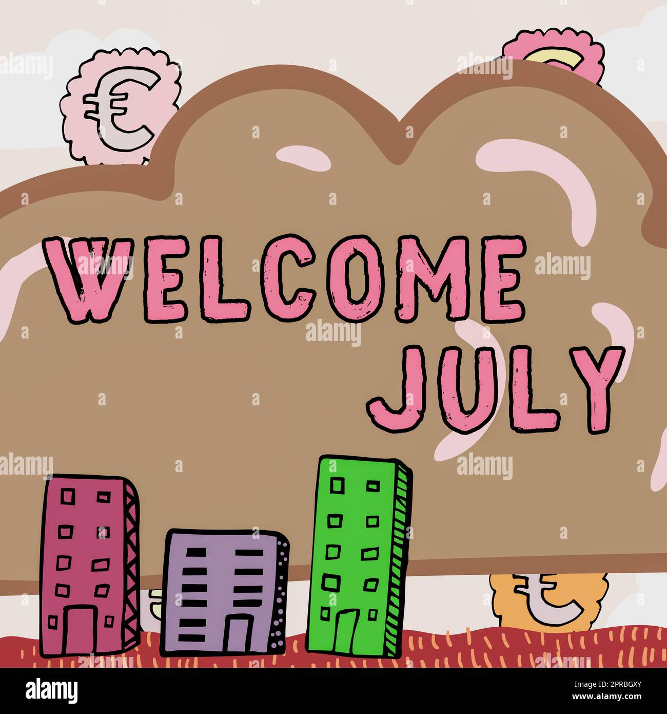 Konzeptausstellung Willkommen im Juli. Word für Kalender Siebter Monat ...