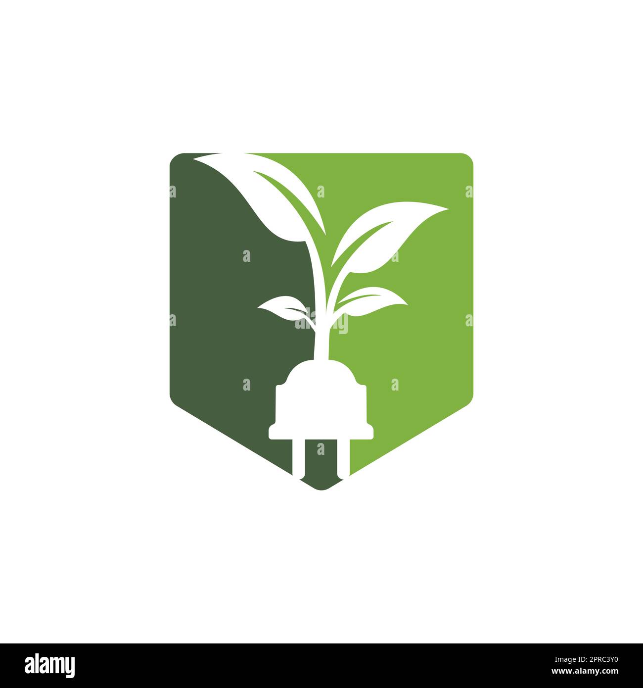 Konzept des Logos für Strom aus grüner Energie. Steckersymbol mit Baum ...