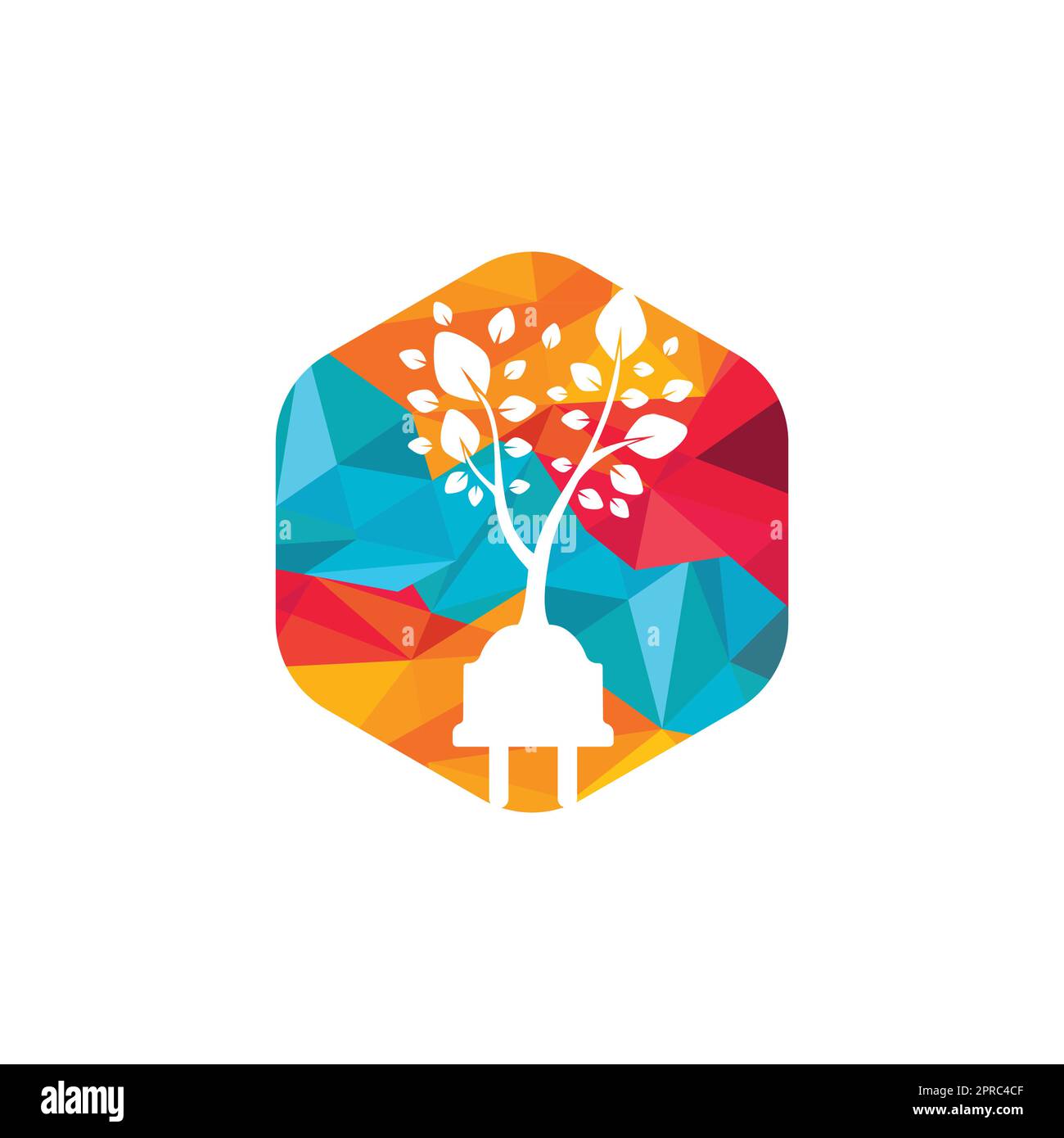 Konzept des Logos für Strom aus grüner Energie. Steckersymbol mit Baum ...