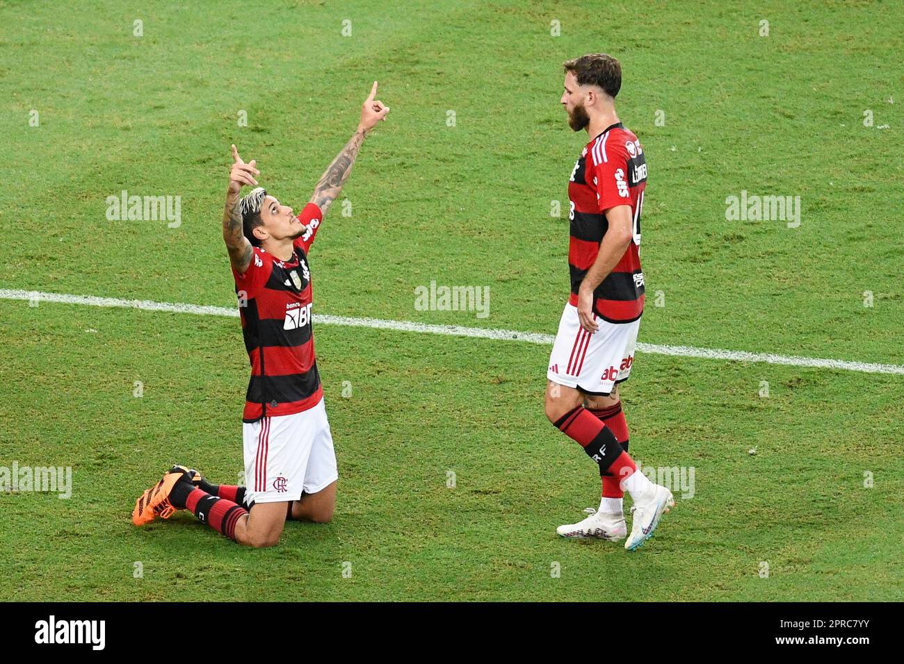 Rio De Janeiro, Brasilien. 26. April 2023. Pedro feiert am ...