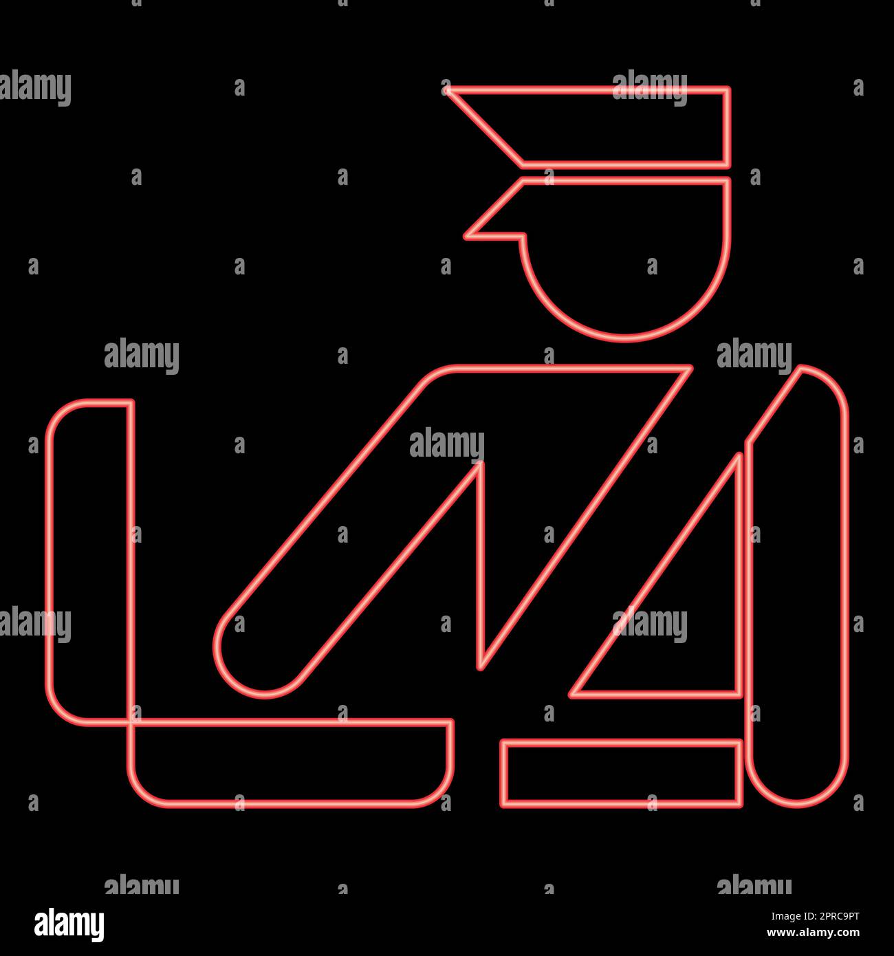 Neon border control concept Customs officer check baggage Detailed ...