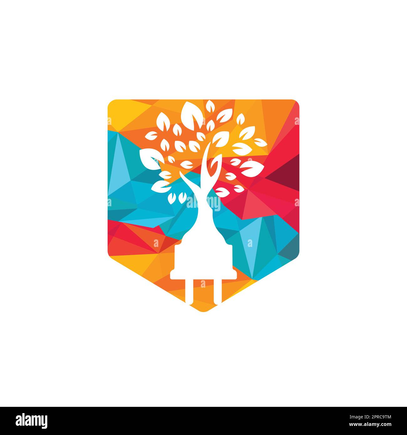 Konzept des Logos für Strom aus grüner Energie. Steckersymbol mit Baum ...