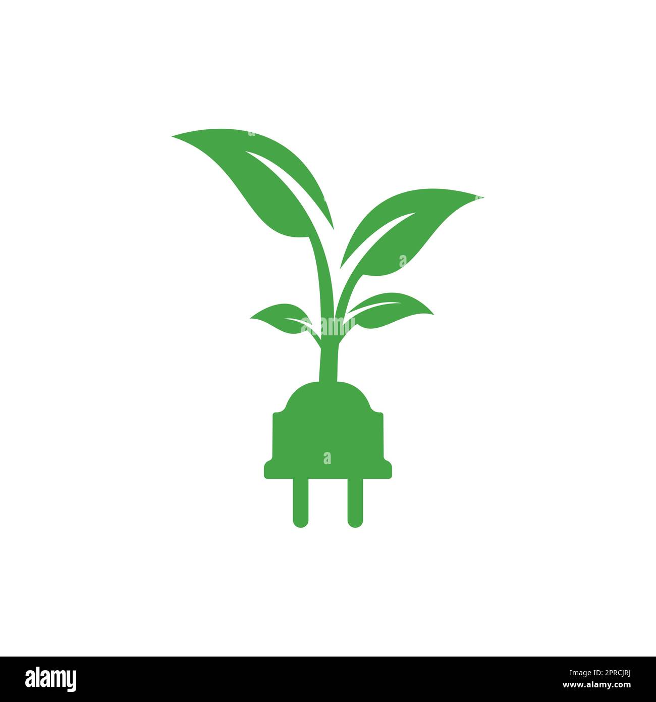 Konzept des Logos für Strom aus grüner Energie. Steckersymbol mit Baum ...