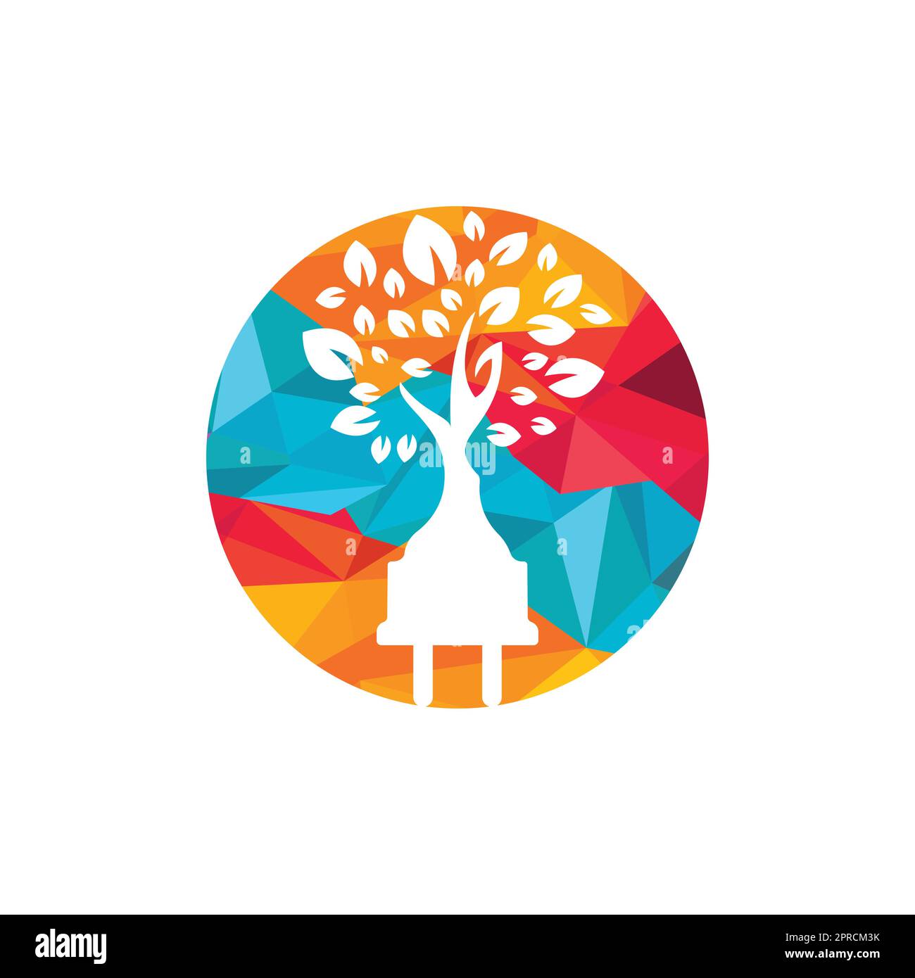 Konzept des Logos für Strom aus grüner Energie. Steckersymbol mit Baum ...