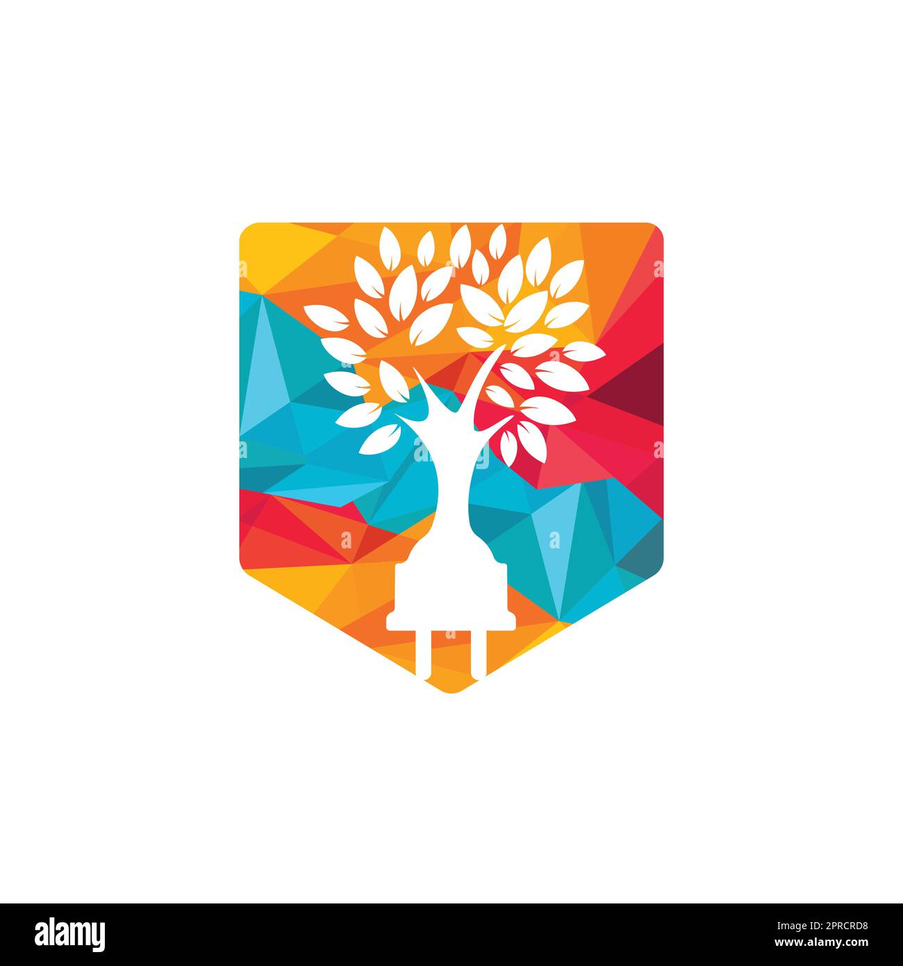 Konzept des Logos für Strom aus grüner Energie. Steckersymbol mit Baum ...