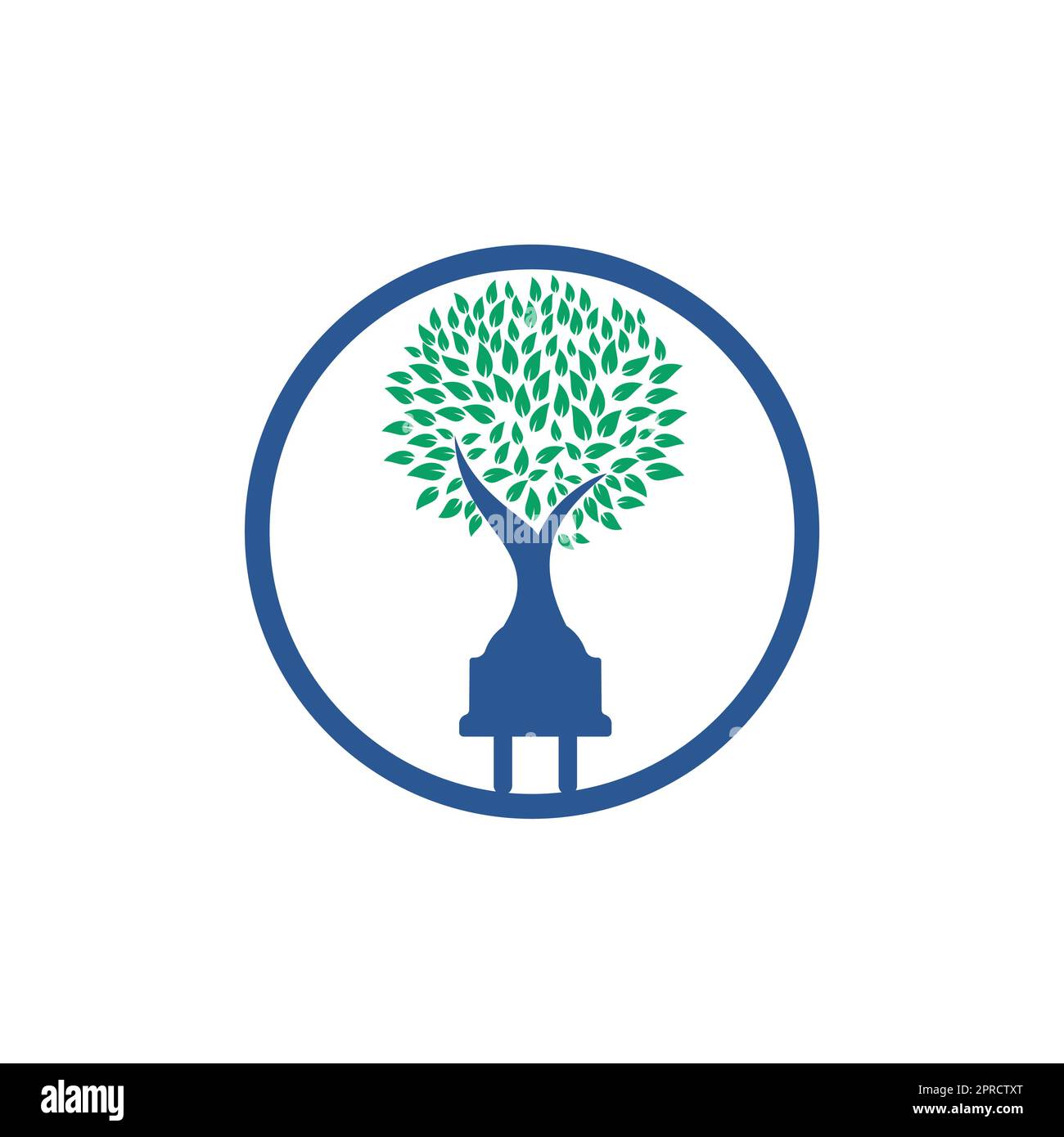 Konzept des Logos für Strom aus grüner Energie. Steckersymbol mit Baum ...