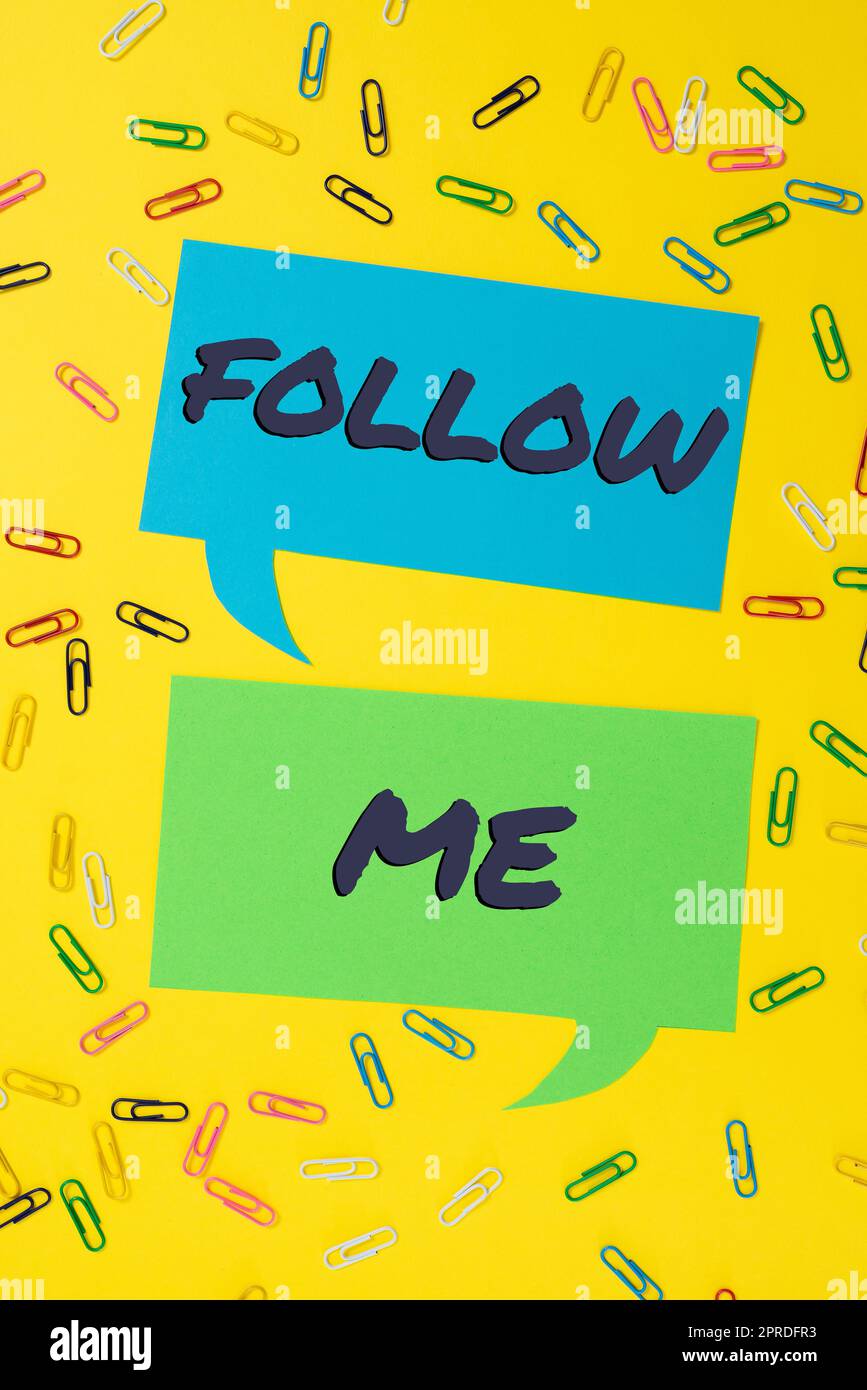 Text mit Inspiration Follow Me. Geschäftsidee Einladung einer Person ...