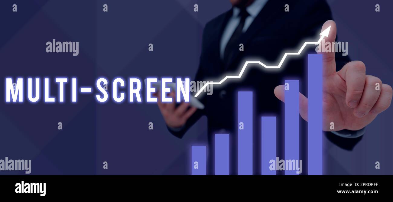 Schreiben Text anzeigen Multi Screen (Mehrfachbildschirm). Konzeptfoto ...