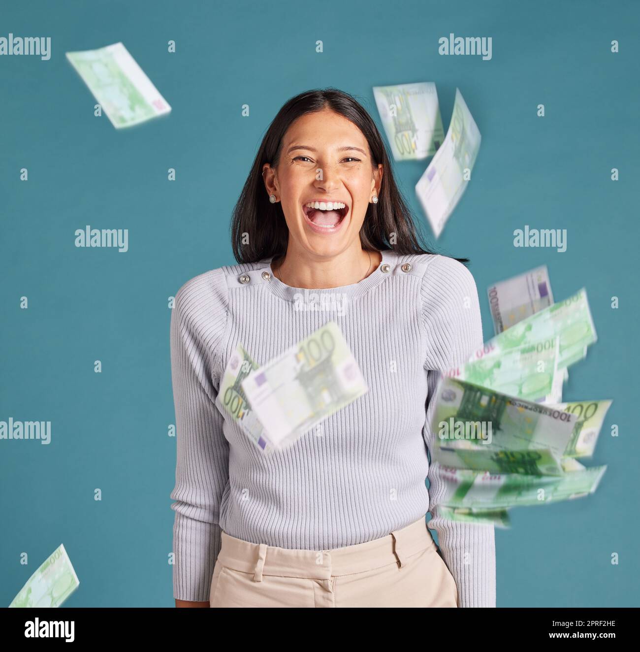 Geld-, Geld- und Bonuserfolg einer Frau mit Vermögen, Geschäftswachstum ...