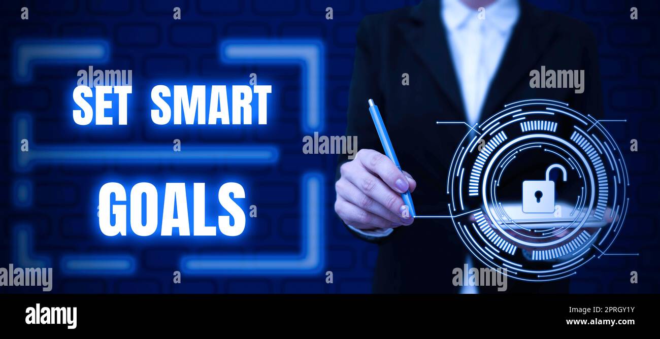 Text mit Inspiration Set Smart Goals. Konzeptfoto erreichbare Ziele ...