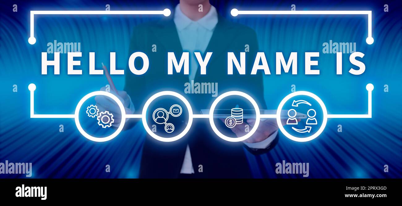 Inspiration mit dem Schild „Hallo, mein Name“ als Präsentation ...