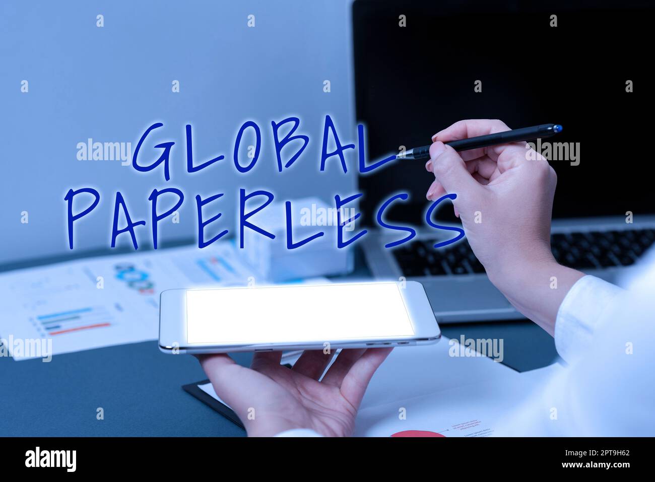 Schreiben mit Text Global Paperless für Technologiemethoden wie E-Mail ...