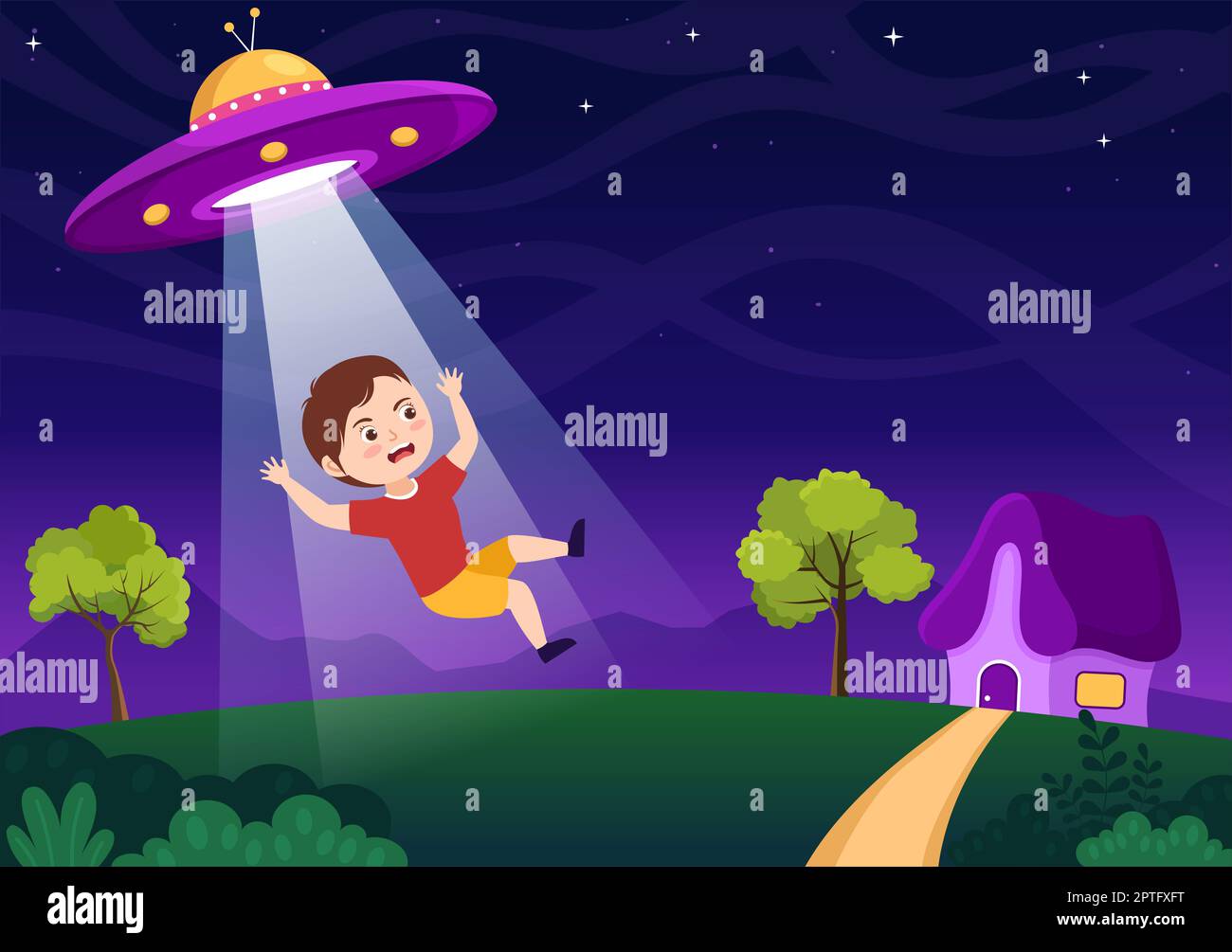 Ufo flying saucer cartoon illustration -Fotos und -Bildmaterial in ...