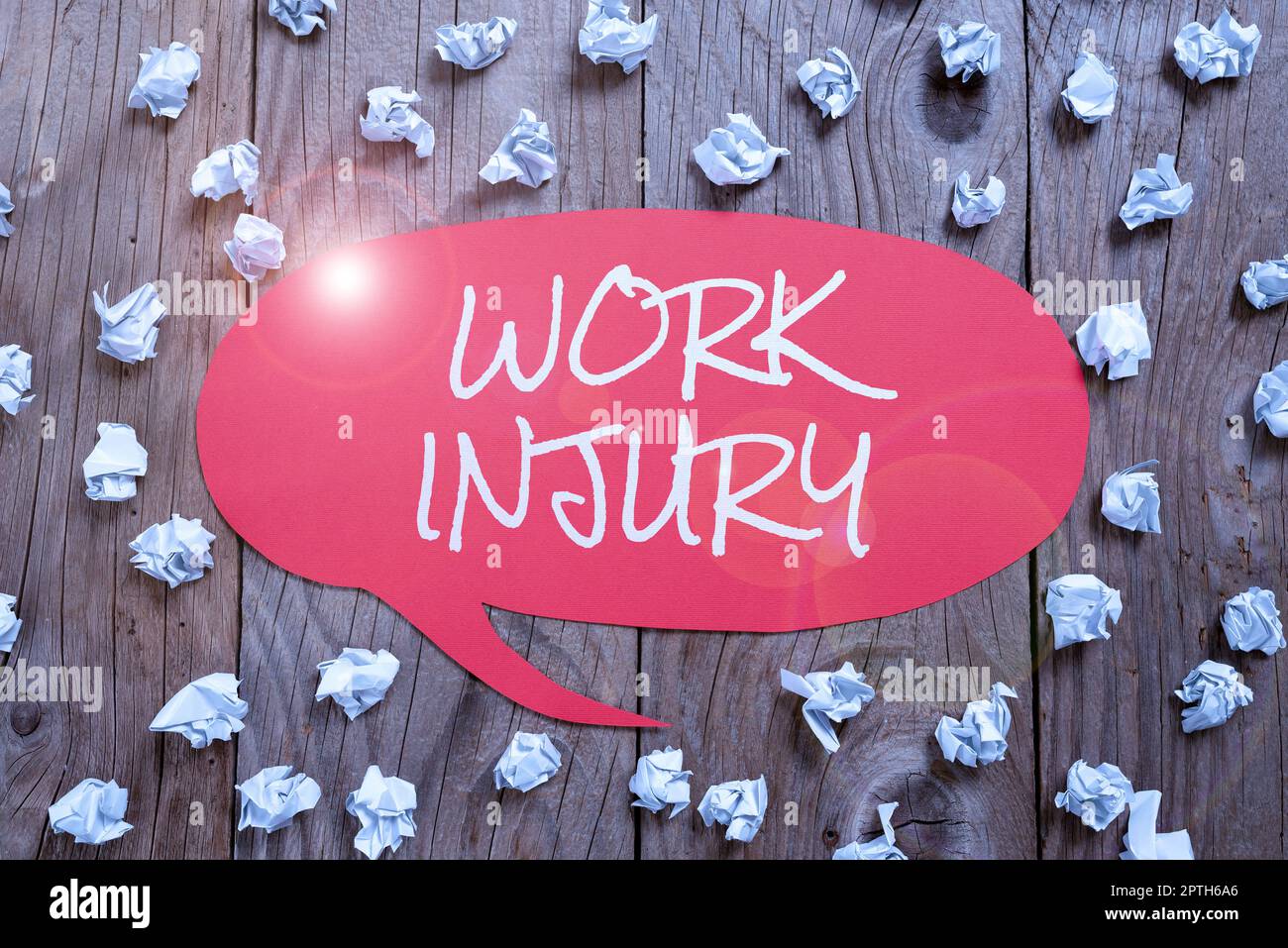 Schild mit Arbeitsverletzung, Wort zum Unfall bei Arbeitsgefahr ...