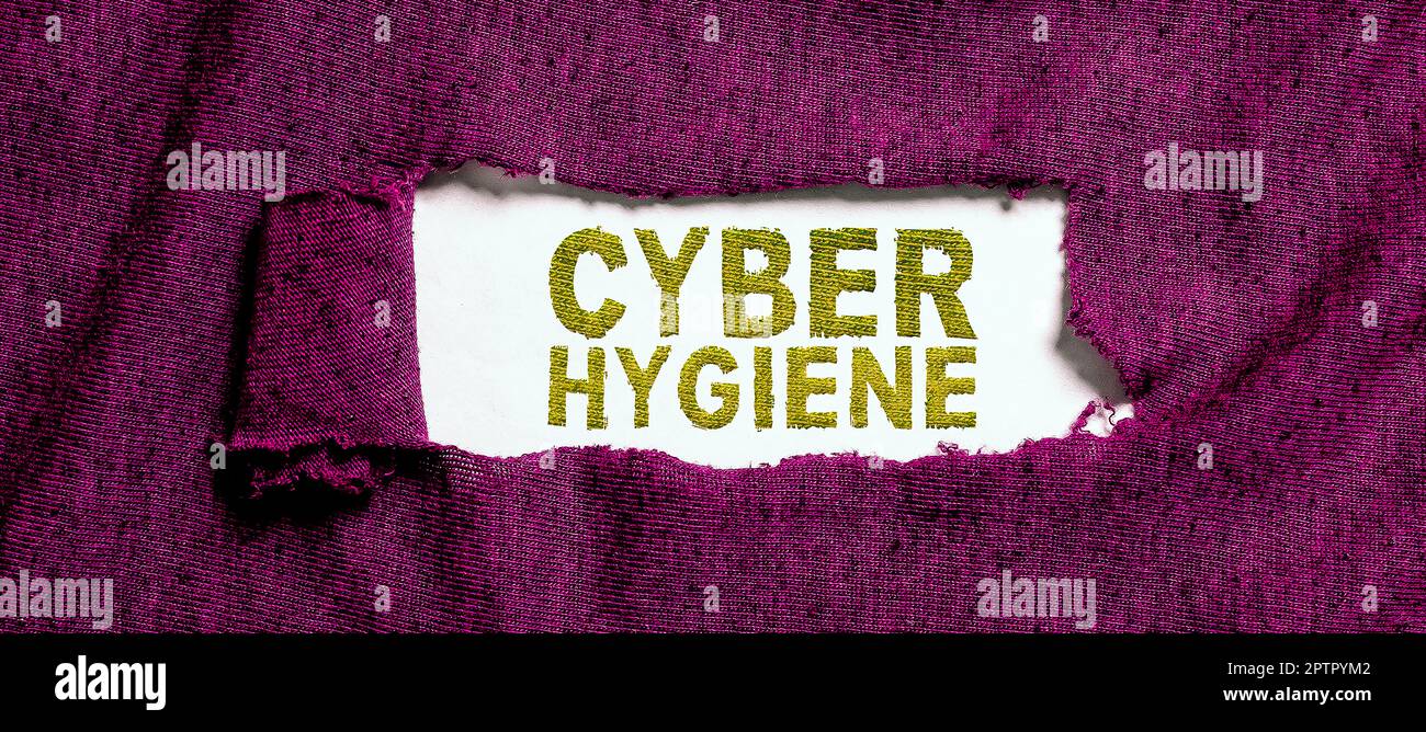 Handschriftliches Schild Cyber Hygiene, Word für Schritte, die ... Handschriftliches Schild Cyber Hygiene, Word für Schritte, die ...