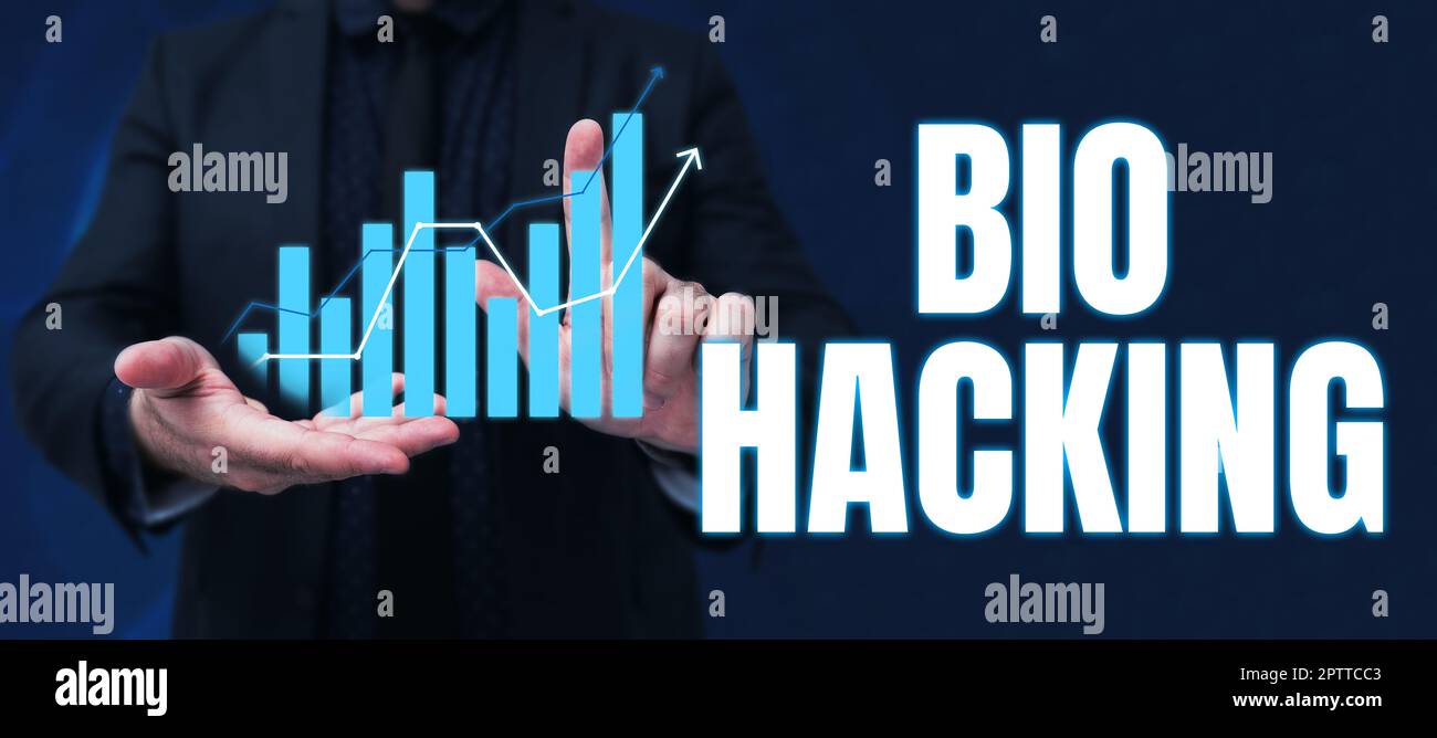 Handschrifttext Bio Hacking, Geschäftsübersicht genetisches Material ...
