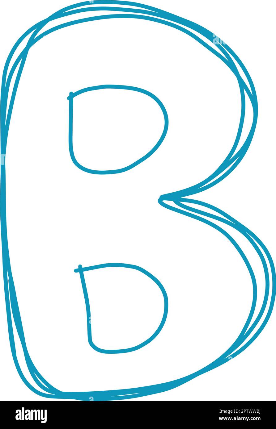 Alphabet B Buchstabe Hand gezeichnet Umriss Strich Zeichnung ...